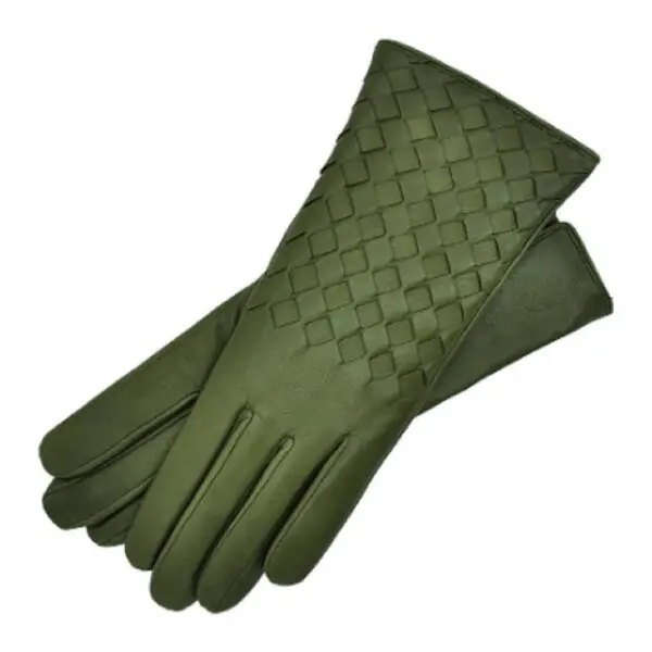 1861 GLOVE MANUFACTORY Trani Woven Leather Gloves - Green