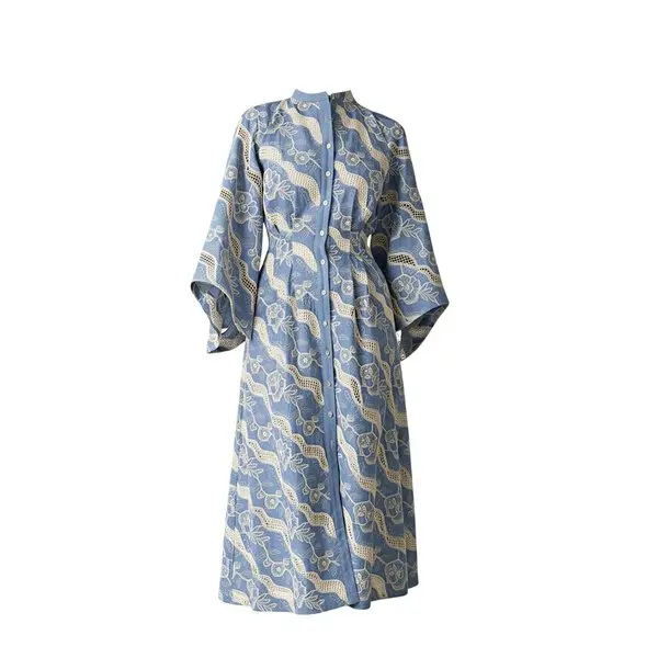 IZABELA MANDOIU Embroidered Denim Tunic Dress