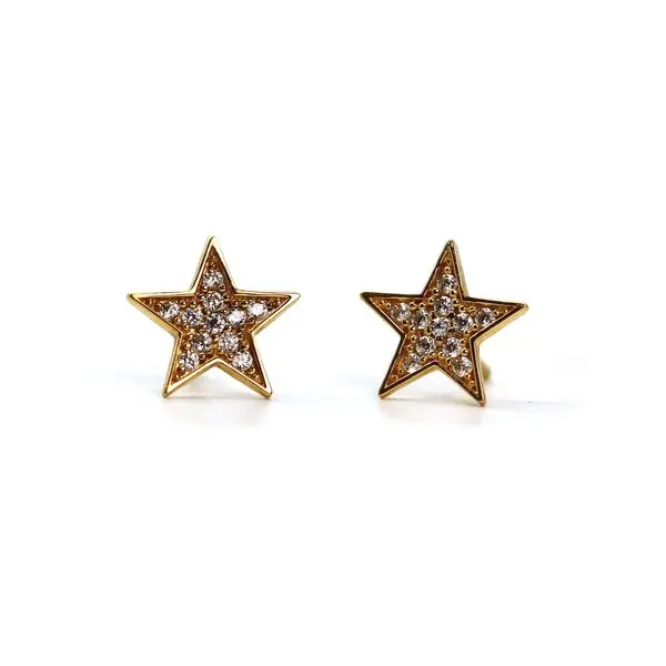 VICSTONENYC FINE JEWELRY Sparkling Star Stud Earrings - Gold