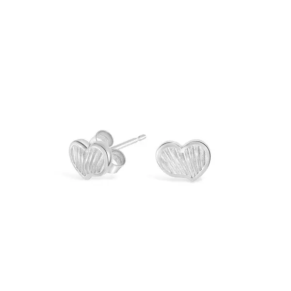 DOWER & HALL Sterling Humbug Heart Stud Earrings - Silver