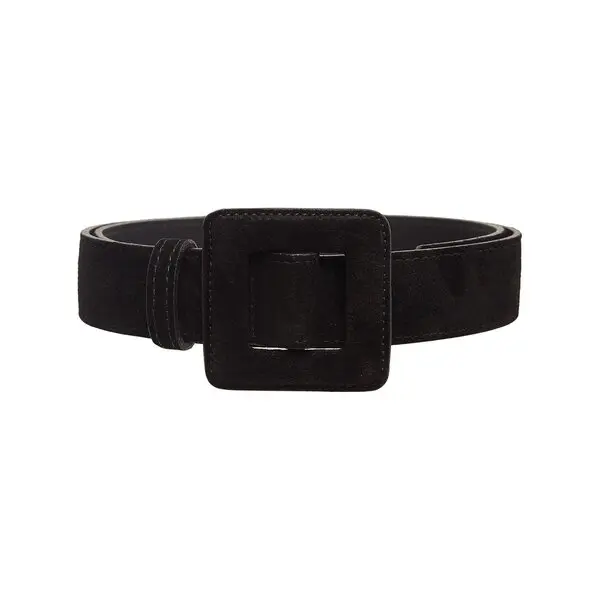 BELTBE Suede Mini Square Buckle Belt - Black