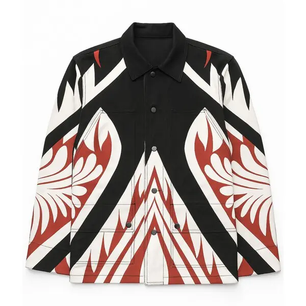 BORN IN EXILE Oversized Printed Denim Parka - Black