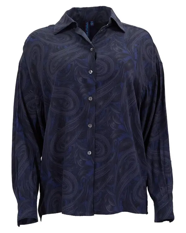 LORDS OF HARLECH Oversized Stretch Silk Shirt