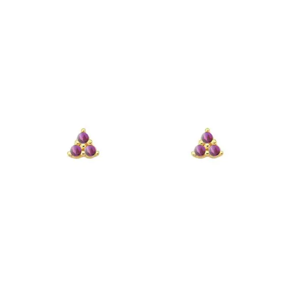 SOLIO JEWELLERY Trio Rhodolite Stud Earrings - Gold/yellow/purple