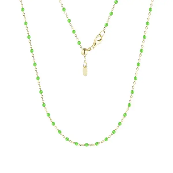 KAMARIA Enamel Beaded Chain Necklace - Green