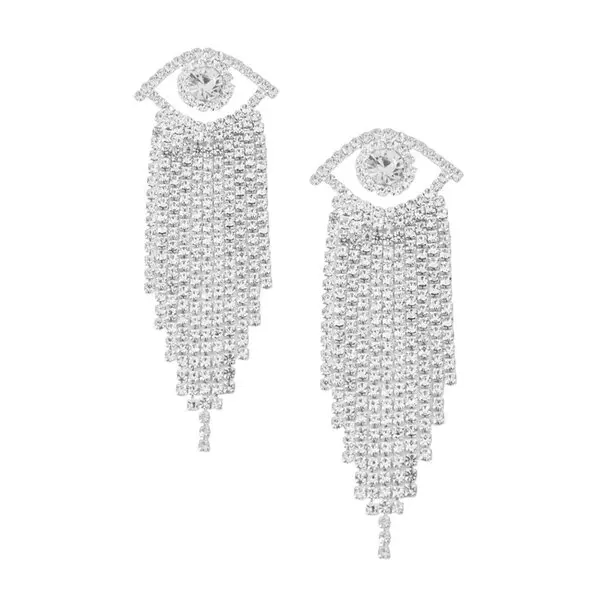 MAISON DE GALA Reina Crystal Eye Dangle Earrings - White