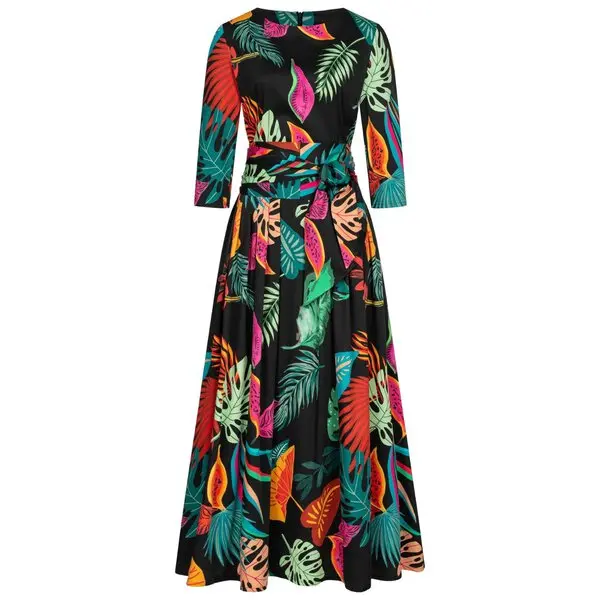 MARIANNA DÉRI Tropic Print Maxi Dress - Black