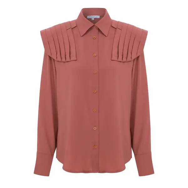 MAAN ISTANBUL Oversized Silk Shirt With Padded Shoulders - Red