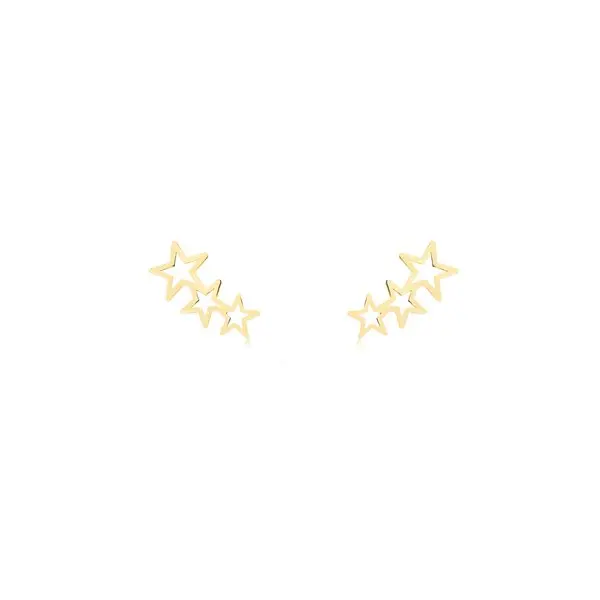 SOLIO JEWELLERY Gold Triple Star Hollow Stud Earrings - Gold/yellow
