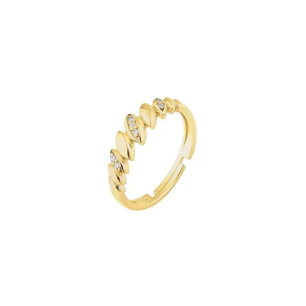 SPERO LONDON Lined Stones Marquise Sterling Silver Ring - Gold