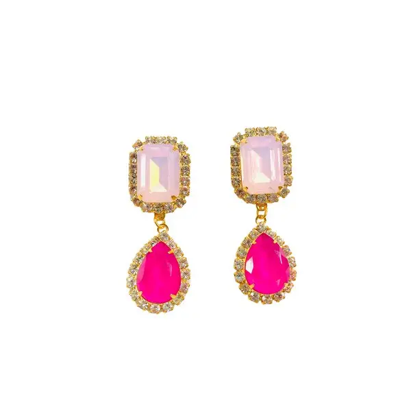THE PINK REEF Jewel Drop Earrings - Pink