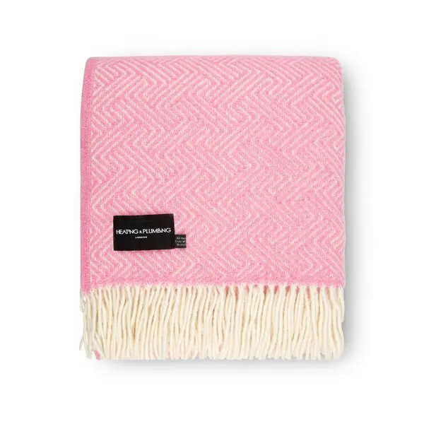 HEATING & PLUMBING LONDON Lollypop Pure New Wool Blanket - Pink