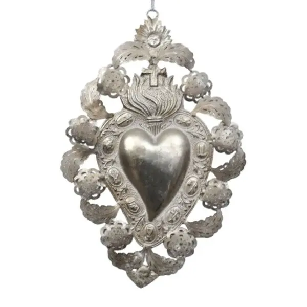 LILA RASA Filgree Cherubs Sacred Heart Small - Silver