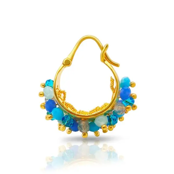 GEM BAZAAR JEWELLERY Bejeweled Gemstone Hoop Earrings - Blue