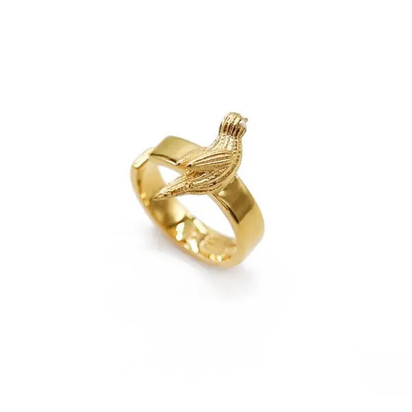ADIBA Robin Bird Pearl Ring - Gold
