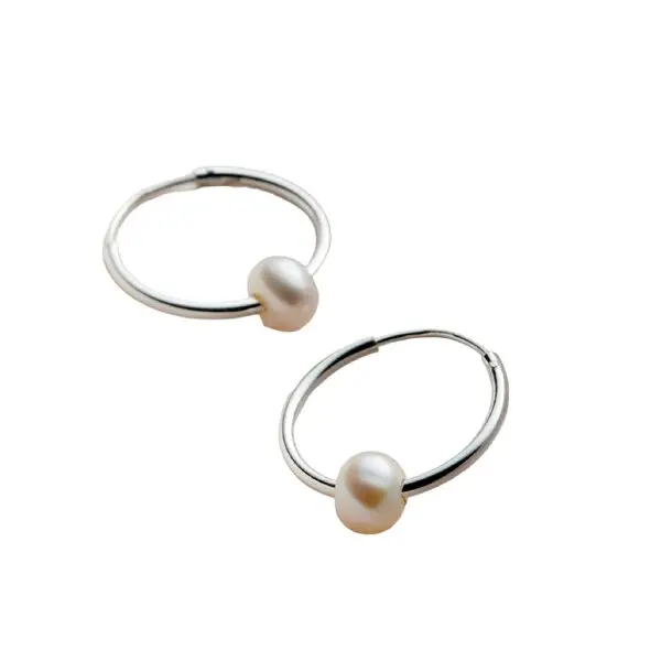 POSH TOTTY DESIGNS Sterling Hoop Earrings With Pearl - Silver