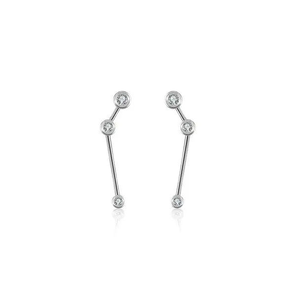 GENEVIEVE COLLECTION Aries Zodiac Constellation 18k Gold And Diamond Earrings - White