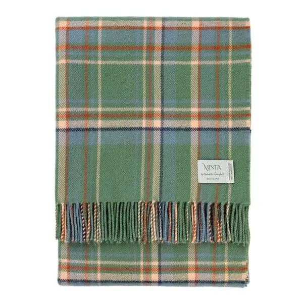 ARAMINTA CAMPBELL Highlands At Dawn Lambswool Throw - Green