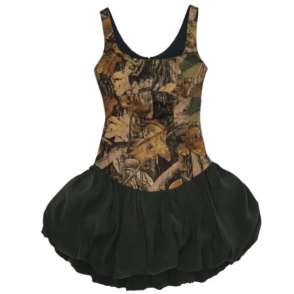 28NATELIER Camouflage Drop Waist Bubble Dress