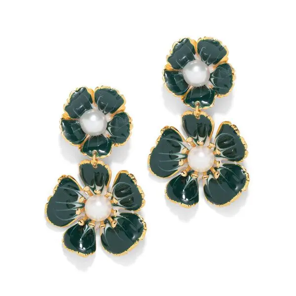 THE PINK REEF Floral Drop Earrings - Green