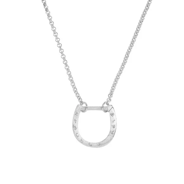 CLAIRE HILL DESIGNS Horseshoe Charm Necklace - Silver