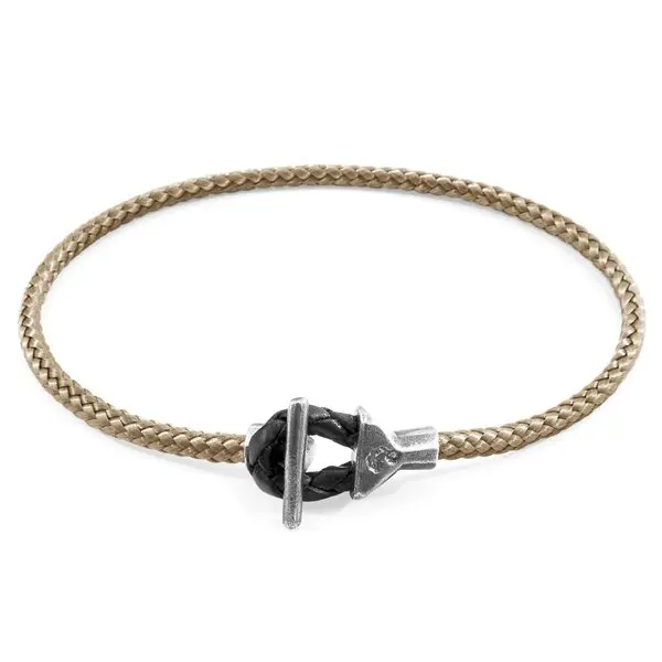 ANCHOR & CREW Cullen Silver & Rope Bracelet - Brown