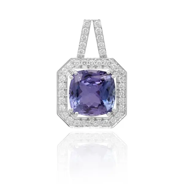 KAIZARIN Sapphire And Diamond Pendant In White Gold - Blue