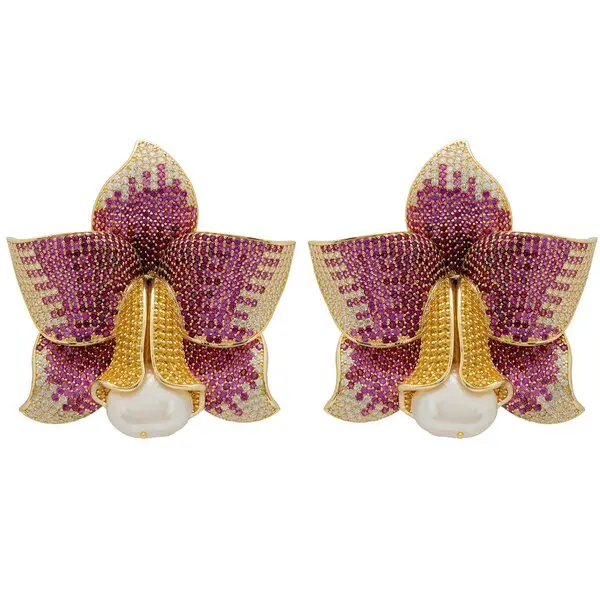 LATELITA Daffodil With Pearl Earrings - Orange