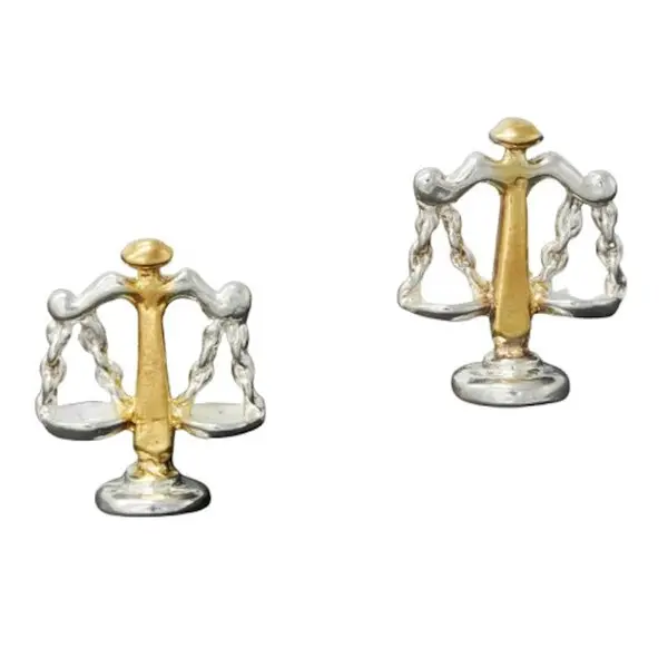 SIMON KEMP JEWELLERS Scales Of Justice Cufflinks In Eighteen Carat Gold On - Silver