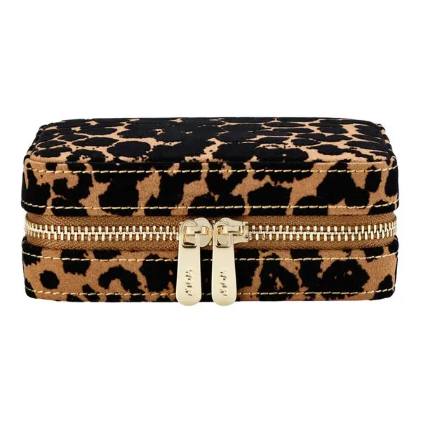 Wolf Savanna Leopard Print Jewellery Zip Case - Red