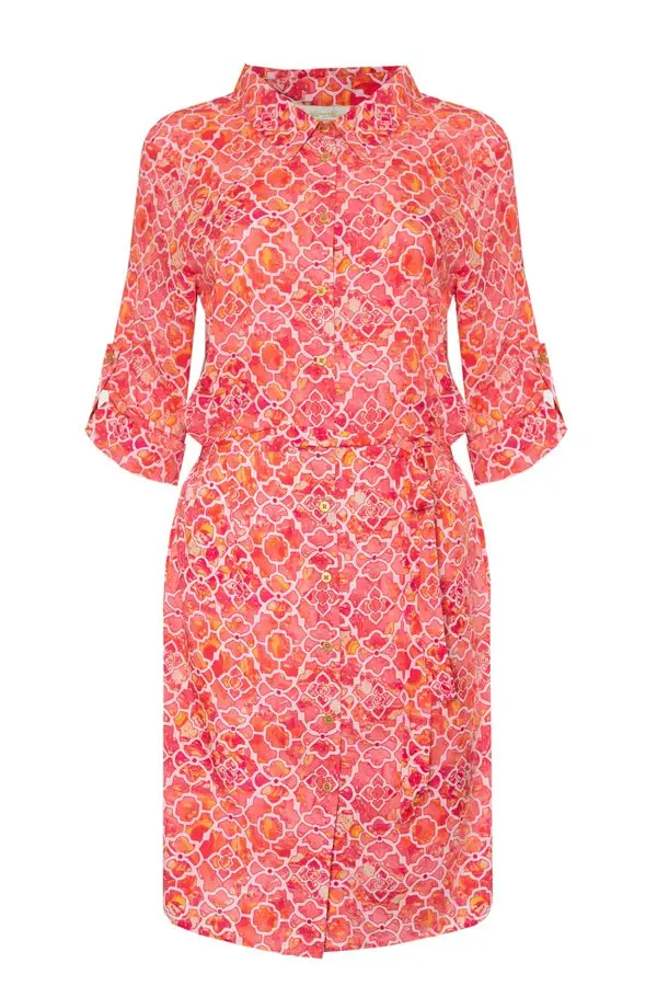 SOPHIA ALEXIA Marble Mosaic Zanzibar Shirt Dress - Red