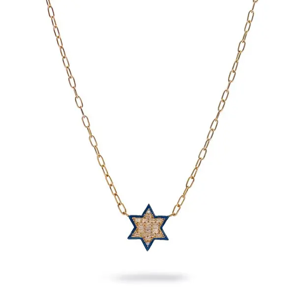 EBRU JEWELRY Star Of David Pendant Necklace - Gold/blue
