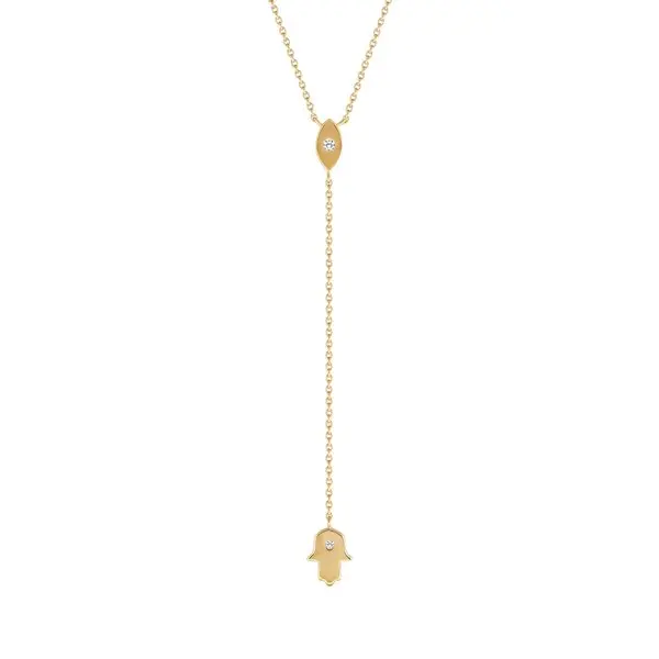 KARMA AND LUCK Gracious Guardian Evil Eye Hamsa Necklace - Gold