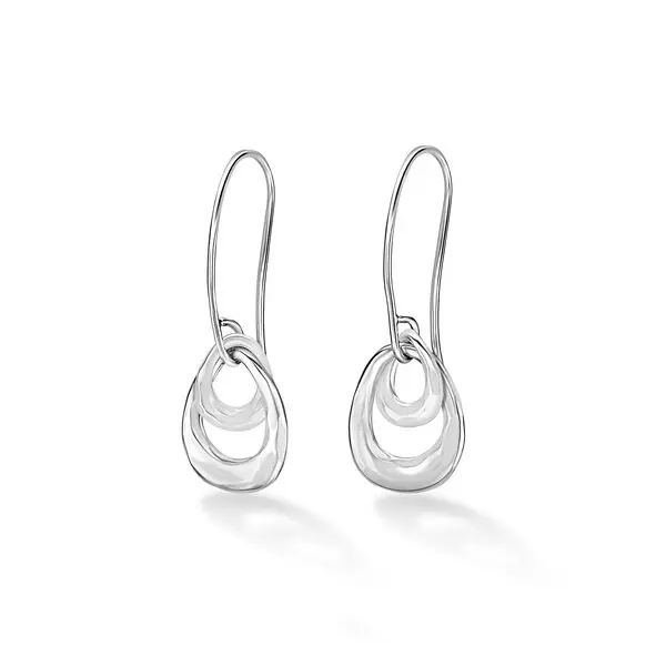 DOWER & HALL Entwined Open Double Oval Drop Earrings - Silver