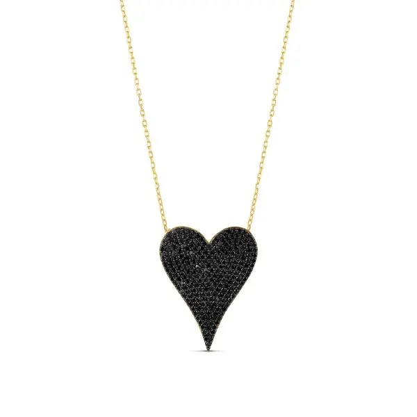 SHYMI Large Pave Heart Necklace - Gold