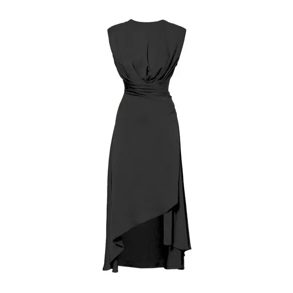 BLUZAT Midi Dress With Asymmetrical Slit