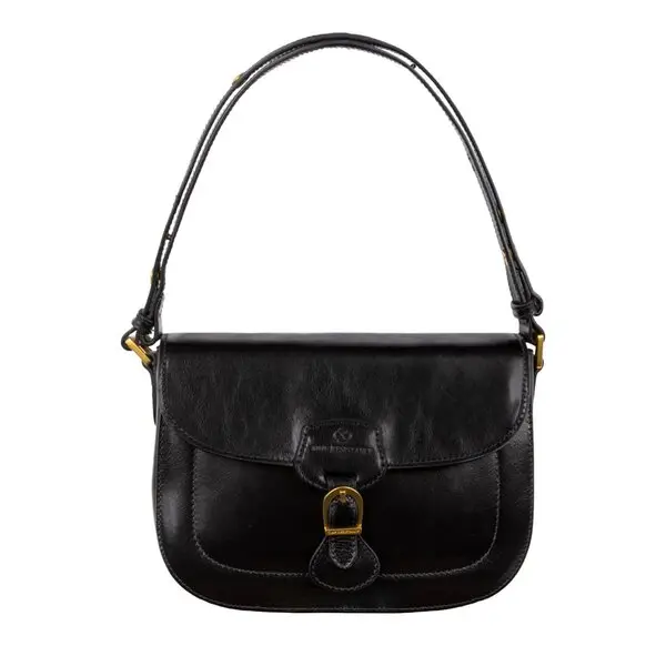 TIME RESISTANCE Leather Saddle Bag - Black