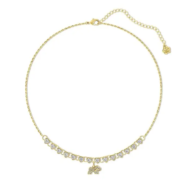 CLOUD HAVEN Cz Heart And Logo Pendant Necklace - Gold