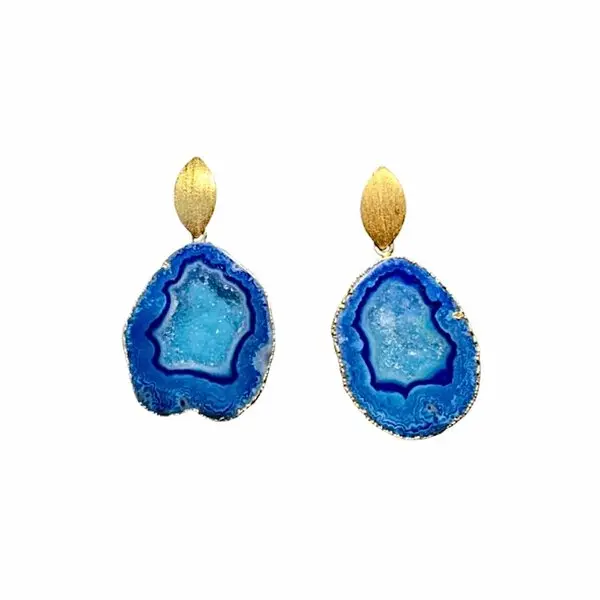 MAGPIE ROSE Aqua Agate Drop Earrings - Blue