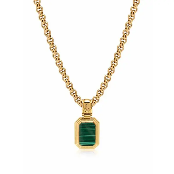 NIALAYA JEWELRY Two-in-one Malachite & Onyx Pendant Necklace - Black/gold/green