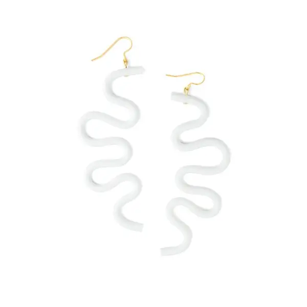 BY CHAVELLI Tube Squiggles Dangly Earrings - White