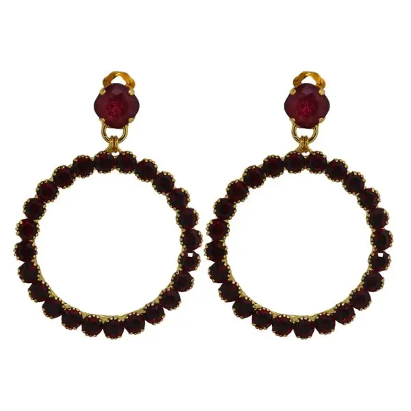 VICKISARGE Yuletide Red Hoop Clip On Earrings - Gold/red