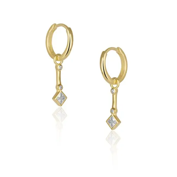 SPERO LONDON Sterling Silver Rhombus Drop Hoop Earrings - Gold