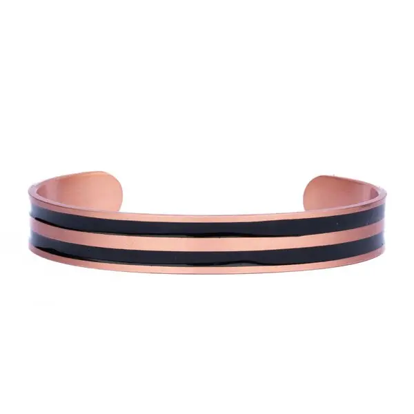 HARBOUR UK BRACELETS Solid Copper Cuff Bracelet With Two-tone Detail - Brown