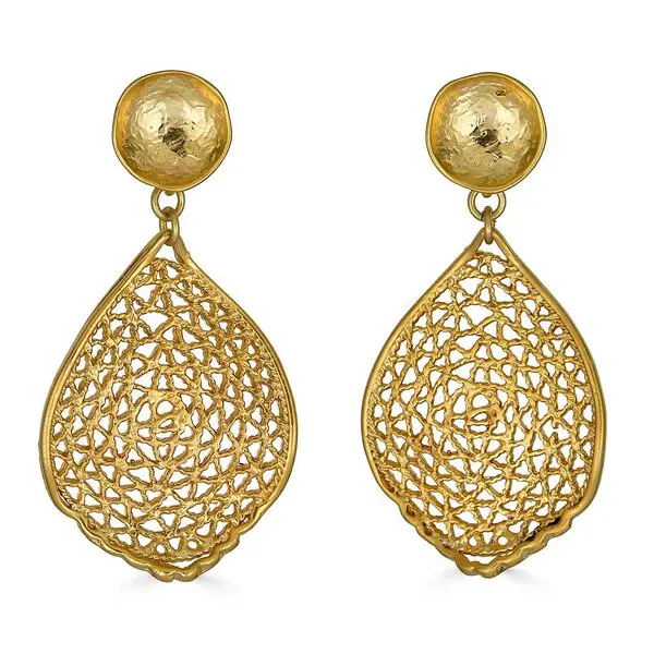 LONI PAUL JEWELRY Teardrop Lace Dangle Earrings - Gold