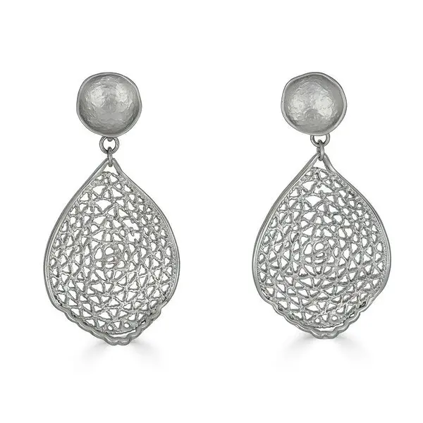LONI PAUL JEWELRY Teardrop Lace Dangle Earrings - Silver