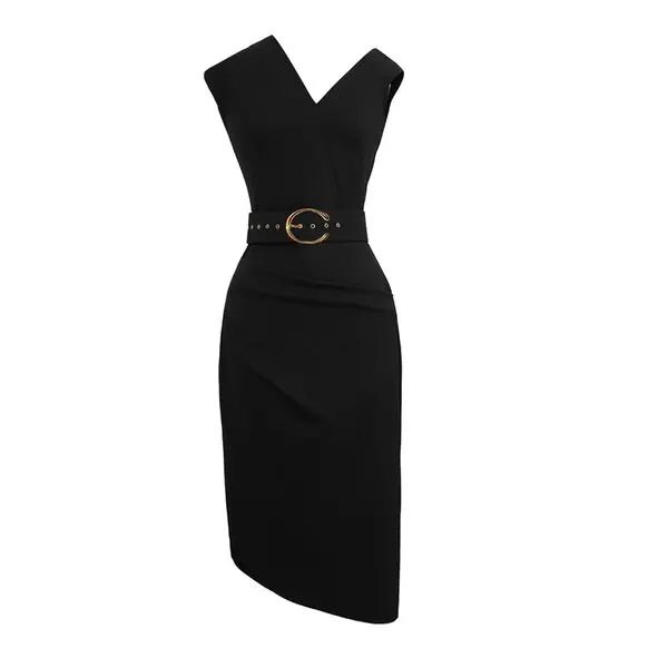 ALINA CERNATESCU Razz Fitted Cocktail Dress With Belt - Black