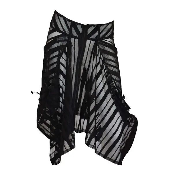 SNIDER Striped Sheer Skirt - Black