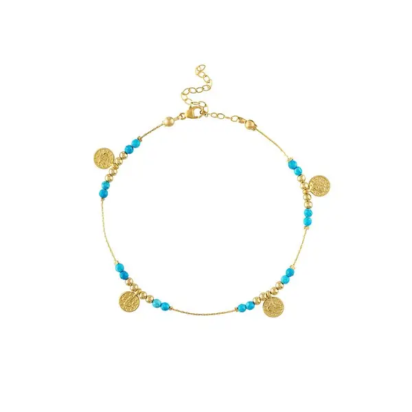 OLIVIA LE Journey Turquoise Magnesite Anklet - Gold
