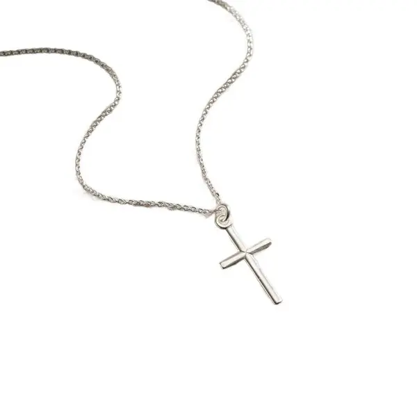 POSH TOTTY DESIGNS Slim Cross Pendant Necklace - Silver